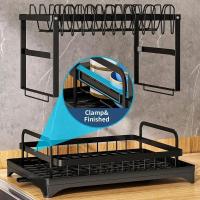 China 85x32x15cm Carbon Steel Dish Drainer Rack Foldable Double Tier Kitchen Organizer for sale