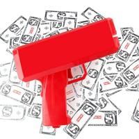 China Customizable Plastic Currency Jet Money Gun Toy 18.5cm for Party Decompression for sale