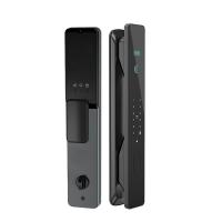 China Tuya APP Smart Rim Lock 1kg Black Electric Lock with Fingerprint for Door Security for sale