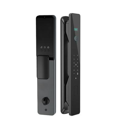 China Tuya APP Smart Rim Lock 1kg Black Electric Lock with Fingerprint for Door Security for sale