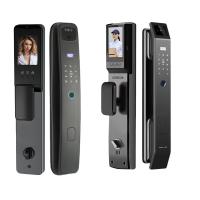 China Tuya APP Smart Rim Lock 1kg Black Electric Lock with Fingerprint for Door Security for sale