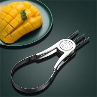 China 304 Stainless Steel 2 in 1 Mango Peeler and Slicer Manual Fruit Digging Tool 17.8cm for sale