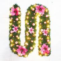 China Christmas Rattan Banner Decoration with LED Lights 60x30cm Custom Logo for sale