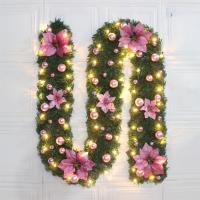China Pre Lit Christmas Wreath 60x30x10 cm Outdoor Decorative Door Hanging for Shopping Mall Hotel for sale