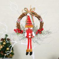 China Christmas Wreath with Red Berries and Pine Cones 0.5kg Plush Cloth Plastic Decoration for sale