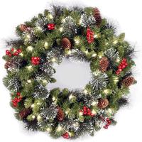 China Plush Cloth and Plastic Christmas Pinecone Wreath 0.5kg Outdoor Holiday Decoration for sale