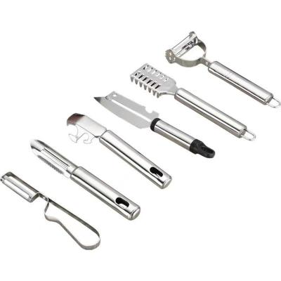 China 304 Stainless Steel 6 in 1 Kitchen Gadgets Set for Fruit Paring and Vegetable Peeling 380g for sale
