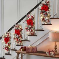 China Christmas Stair Garland Decoration with Natural Rattan Circle 60x30x10 cm OEM ODM for sale
