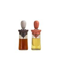 China Glass Measuring Oil and Vinegar Dispenser Bottle 6.45x20cm with Silicone BBQ Brush Dropper for sale