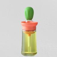 China Glass Measuring Oil and Vinegar Dispenser Bottle 6.45x20cm with Silicone BBQ Brush Dropper for sale