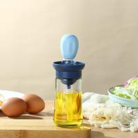 China Glass Measuring Oil and Vinegar Dispenser Bottle 6.45x20cm with Silicone BBQ Brush Dropper for sale