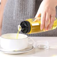 China 280ml 9.5oz Glass Oil Sprayer Vinegar Dispenser Bottle with Measuring Scale Pump for Kitchen for sale