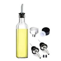 China Green Glass Oil Drizzler 500ml with Stainless Steel Pourer and Funnel for Kitchen Cooking for sale