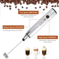 China Rechargeable Electric Milk Frother 12cm Stainless Steel Automatic Coffee Mixer Custom Logo for sale
