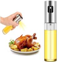China 304 Stainless Steel Atomized Oil Sprayer 17.5cm Portable Glass Oil Bottle for Kitchen Cooking for sale