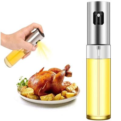 China 304 Stainless Steel Atomized Oil Sprayer 17.5cm Portable Glass Oil Bottle for Kitchen Cooking for sale