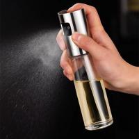 China 304 Stainless Steel Atomized Oil Sprayer 17.5cm Portable Glass Oil Bottle for Kitchen Cooking for sale