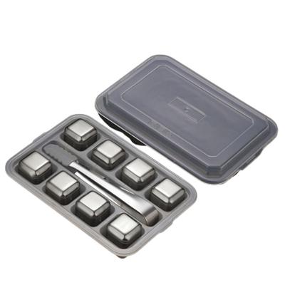 China 304 Stainless Steel Whiskey Stones Gift Set 8pcs for Chilling Wine 15.4x11.2cm for sale