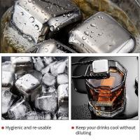 China 304 Stainless Steel Whiskey Stones Gift Set 8pcs for Chilling Wine 15.4x11.2cm for sale