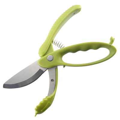 China Stainless Steel Fruit Salad Cutting Tools 23cm PP TPR Handle Salad Tongs Scissors for sale