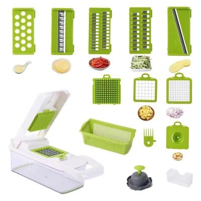 China 12 in 1 Vegetable Chopper Food Dicer Onion Slicer Kitchen Gadget with 7 Blades 380g for sale