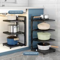 China Carbon Steel Pot Rack Under Sink Organizer 23x28x33 cm Black Kitchen Storage for sale