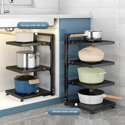 China Carbon Steel Pot Rack Under Sink Organizer 23x28x33 cm Black Kitchen Storage for sale