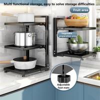 China Functional Foldable Pot Rack Black Kitchen Sink Organizer for Adjustable Storage for sale