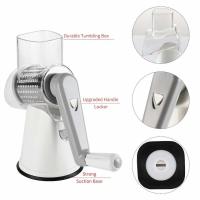 China 3 Drum Blades Rotary Cheese Grater Manual Vegetable Slicer 185x125x240mm Stainless Steel for sale