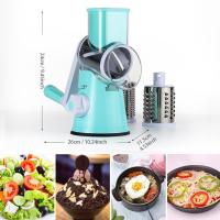 China 3 Drum Blades Rotary Cheese Grater Manual Vegetable Slicer 185x125x240mm Stainless Steel for sale