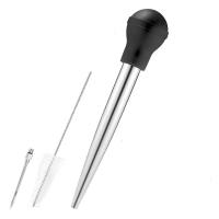 China 304 Stainless Steel Silicone Drip Oil Seasoning Tube BBQ Turkey Needle 145g for sale