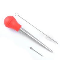 China 304 Stainless Steel Silicone Drip Oil Seasoning Tube BBQ Turkey Needle 145g for sale