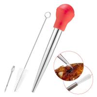 China 304 Stainless Steel Silicone Drip Oil Seasoning Tube BBQ Turkey Needle 145g for sale