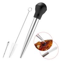China 304 Stainless Steel Silicone Drip Oil Seasoning Tube BBQ Turkey Needle 145g for sale