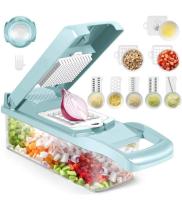 China Custom Logo Stainless Steel 8-Blade 12-in-1 Vegetable Chopper Mandoline Slicer for sale