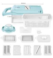 China Custom Logo Stainless Steel 8-Blade 12-in-1 Vegetable Chopper Mandoline Slicer for sale