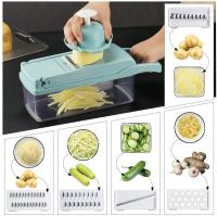 China Custom Logo Stainless Steel 8-Blade 12-in-1 Vegetable Chopper Mandoline Slicer for sale