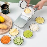 China Mint Green 6 in 1 Stainless Steel Vegetable Slicer 300x122x96mm with Container for sale