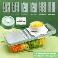China Mint Green 6 in 1 Stainless Steel Vegetable Slicer 300x122x96mm with Container for sale