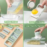 China Mint Green 6 in 1 Stainless Steel Vegetable Slicer 300x122x96mm with Container for sale