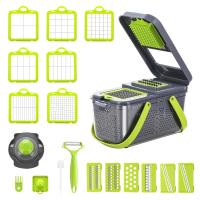 China 22pcs Vegetable Slicer Dicer with Drain Basket Handle 26x15.5x14.5cm Mandoline Cutter for sale