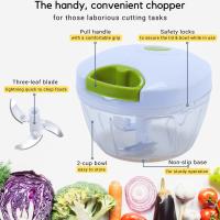 China Stainless Steel Vegetable Chopper Garlic Press Manual Meat Grinder 13x13x9.5cm Kitchen Cutter for sale