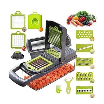 China 12 in 1 Vegetable Chopper Mandoline Slicer 32cm Food Cutter with 7 Blades for sale