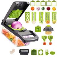 China 12 in 1 Vegetable Chopper Mandoline Slicer 32cm Food Cutter with 7 Blades for sale