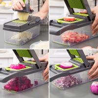 China 12 in 1 Vegetable Chopper Mandoline Slicer 32cm Food Cutter with 7 Blades for sale