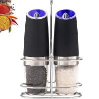 China Customized Logo Electric Salt Pepper Grinder Set with Blue Light and Gravity Battery for sale