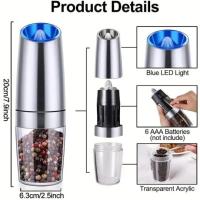 China Customized Logo Electric Salt Pepper Grinder Set with Blue Light and Gravity Battery for sale