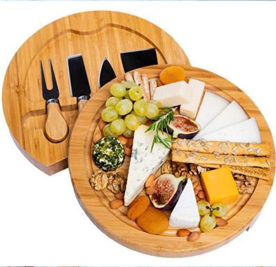 China Bamboo Cheese Board Set with Utensils 22.5cm Charcuterie Platter for Kitchen for sale