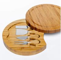 China Bamboo Cheese Board Set with Utensils 22.5cm Charcuterie Platter for Kitchen for sale
