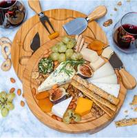 China Bamboo Cheese Board Set with Utensils 22.5cm Charcuterie Platter for Kitchen for sale
